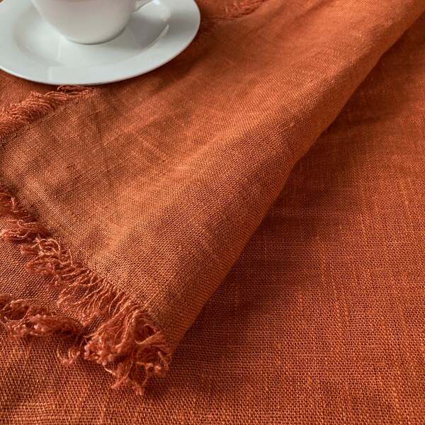 Linen Rust Fabric - Etsy