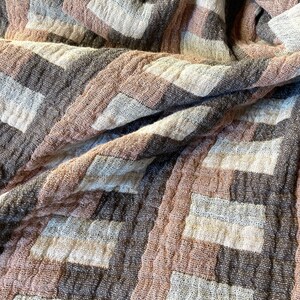 Soft Pure Linen Throw Blanket, Flax Cotton Bedspread, Geometric Bed ...