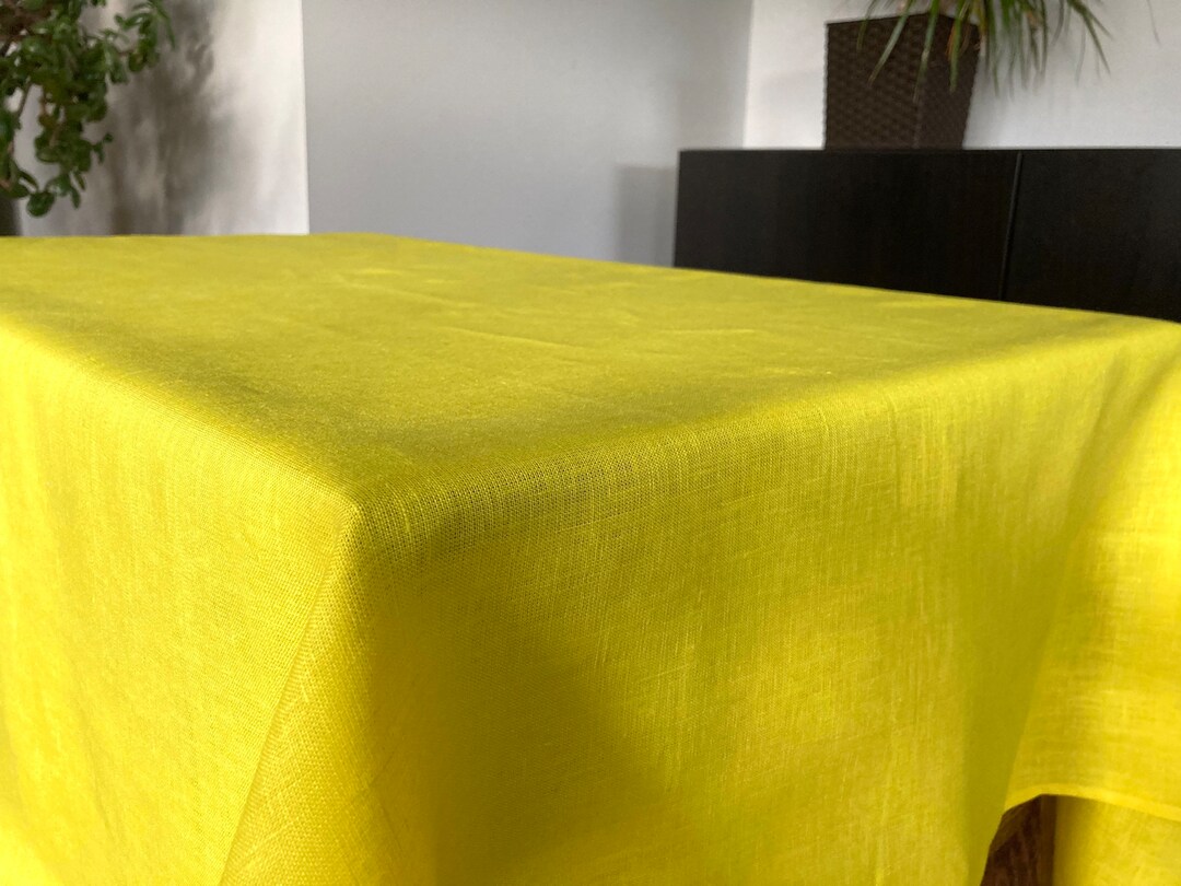 Bright Yellow Linen Tablecloth: Square Flax Kitchen Cover (49x49) - Etsy