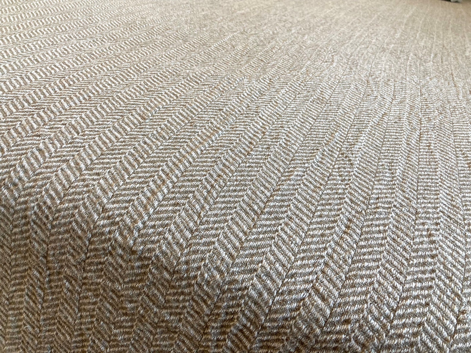 Undyed Natural Linen Throw Blanket Herringbone Pure Flax - Etsy