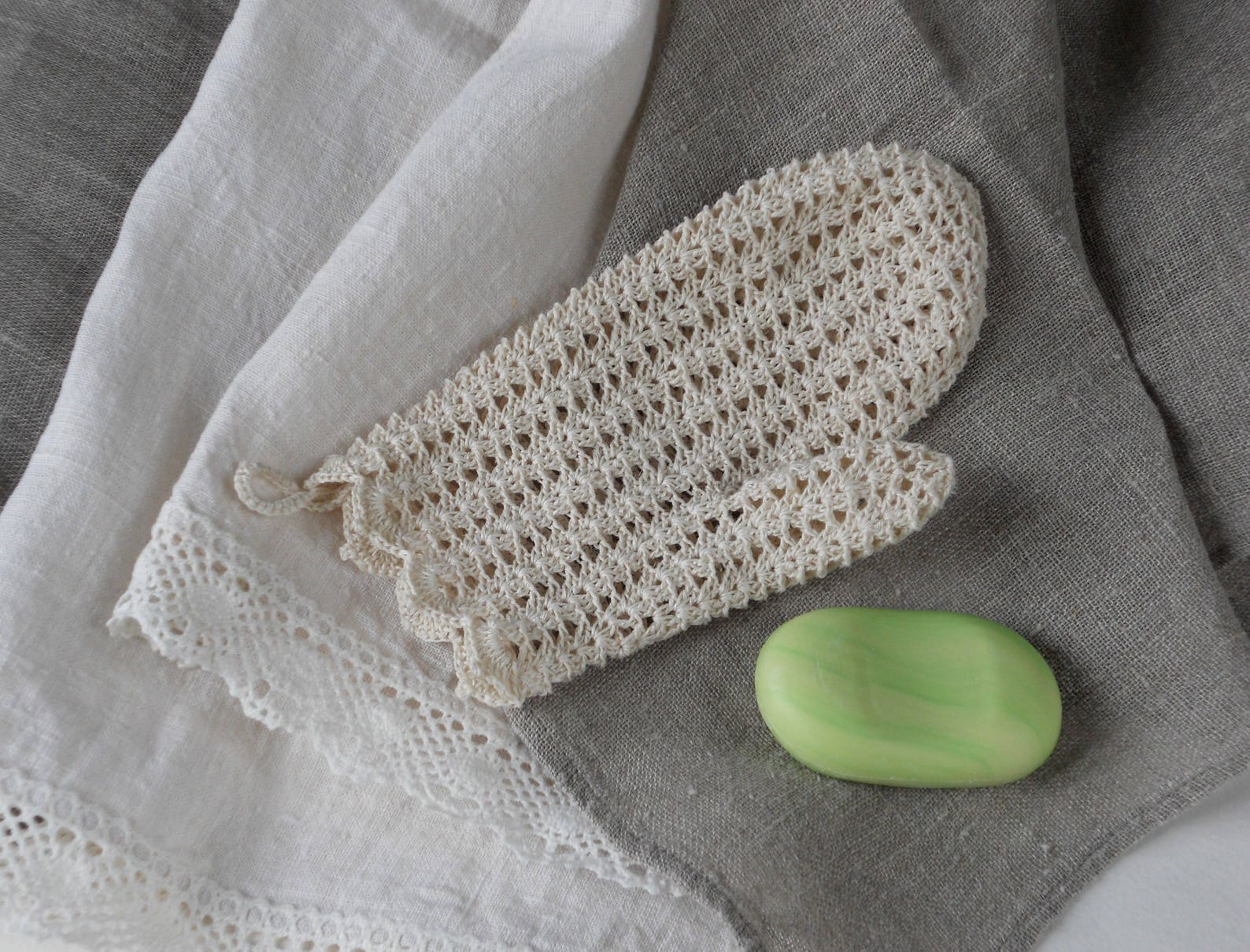 Crochet Bath Mitten Pure Linen Handknit Wash Glove - Etsy