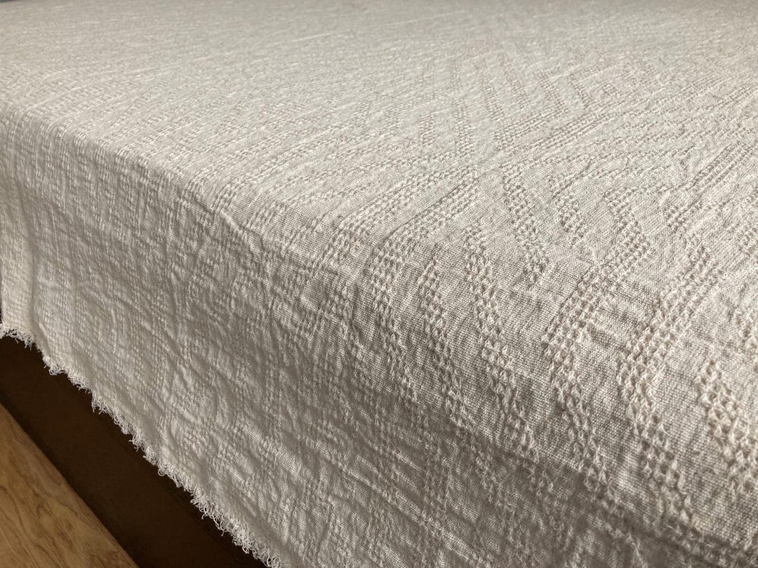 Pure Flax Throw Blanket, Undyed Oatmeal Color Bedspread, Natural Linen ...