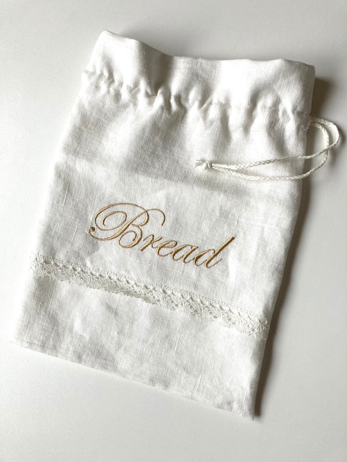 Embroidered Bread Bag Natural Linen Drawstring Bag Reusable - Etsy