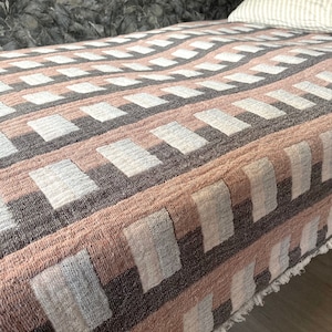 Soft Pure Linen Throw Blanket, Flax Cotton Bedspread, Geometric Bed ...