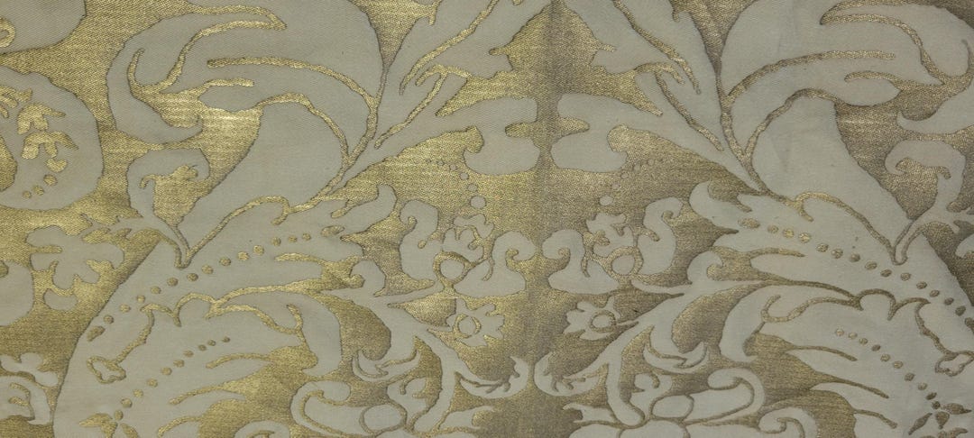 Fortuny Fabric Remnants - Carvaggio Pattern- Ivory and Gold Metallic ...