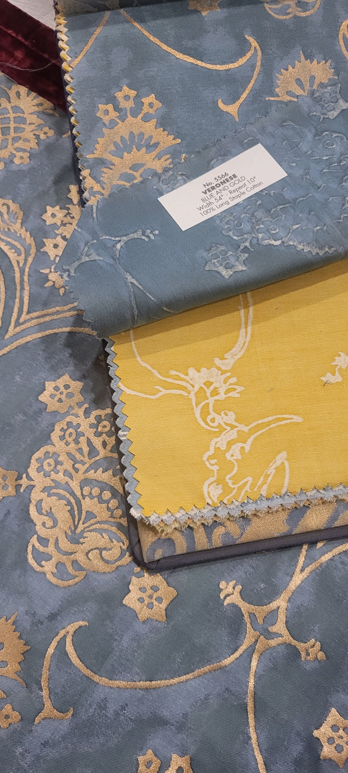 Fortuny Fabric Remnant - Veronase Blue and Gold Metallic Overlay - Etsy