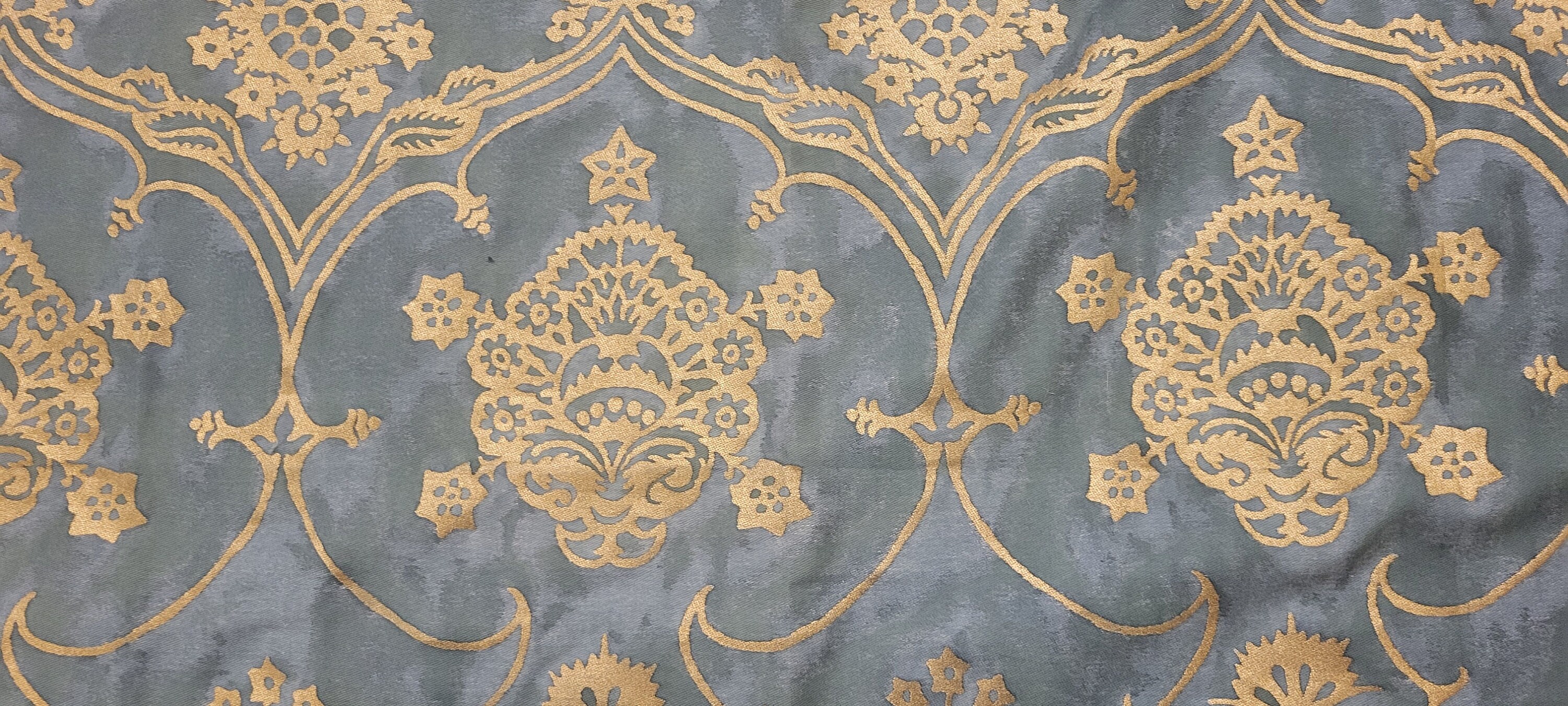 Fortuny Fabric Remnant - Veronase Blue and Gold Metallic Overlay - Etsy