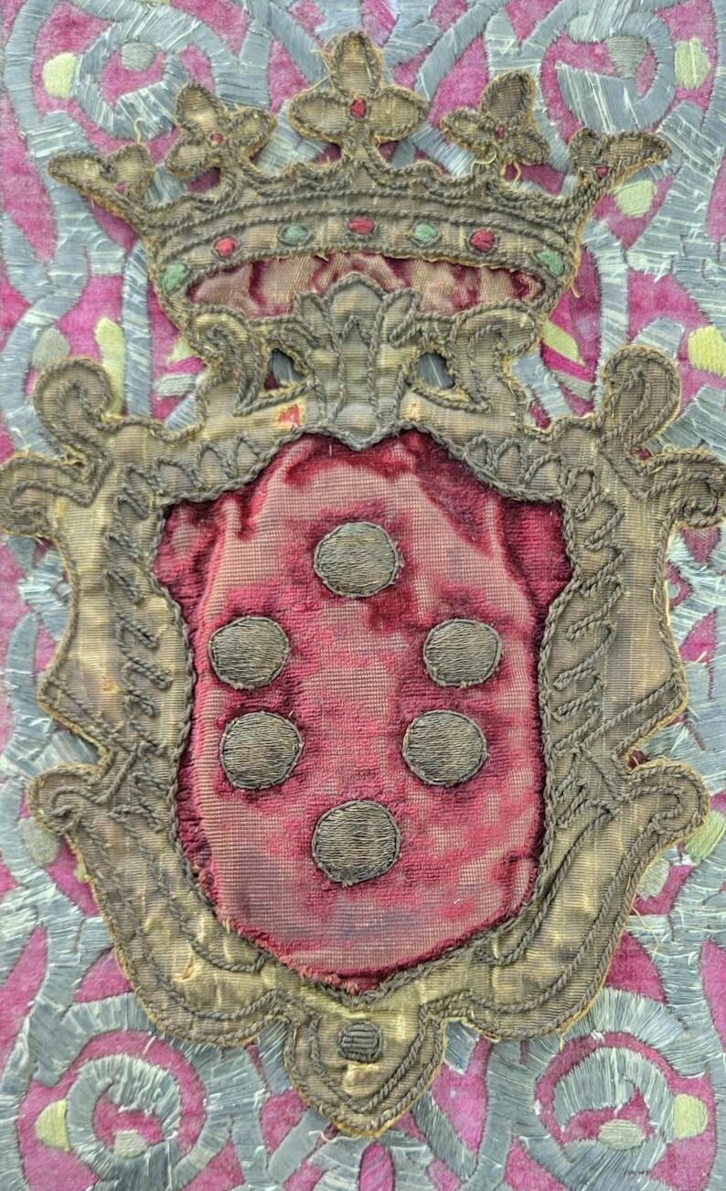 18th C. Italian Heraldic Medici Crest or Coat of Arms - Gold Metallic ...