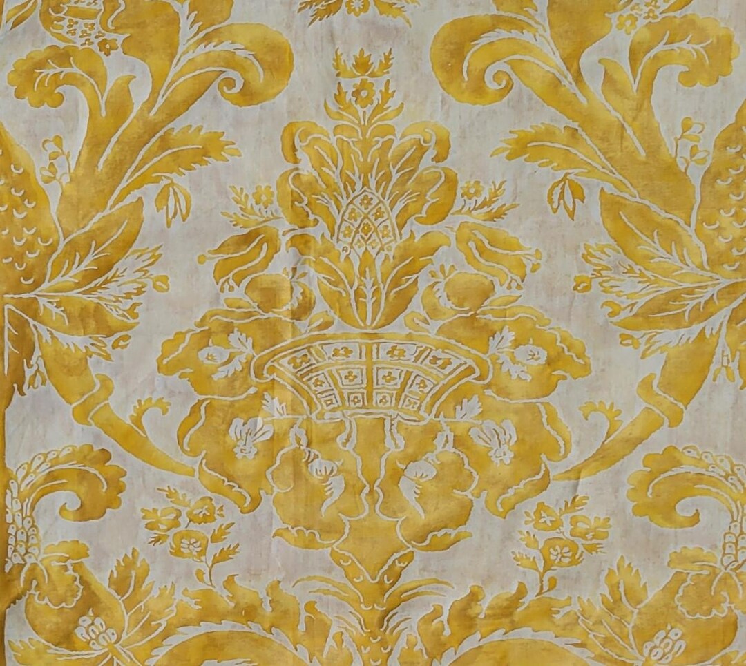Fortuny Fabric - Olimpia Pattern- Yellow and White Color Way -texture ...