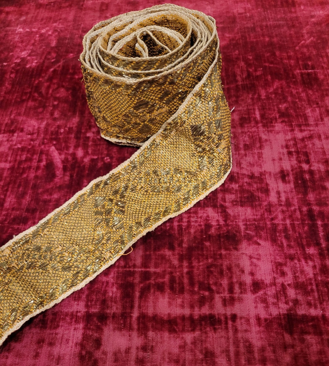 18th C Italian Gold Metallic Flat Border Trim Woven With Hemp - Etsy
