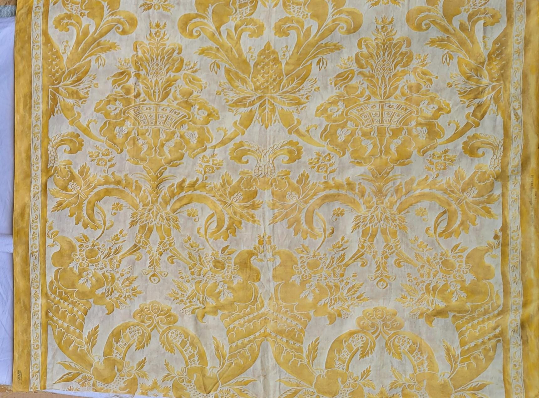 Fortuny Fabric Olimpia Pattern Yellow and White Color Way texture ...
