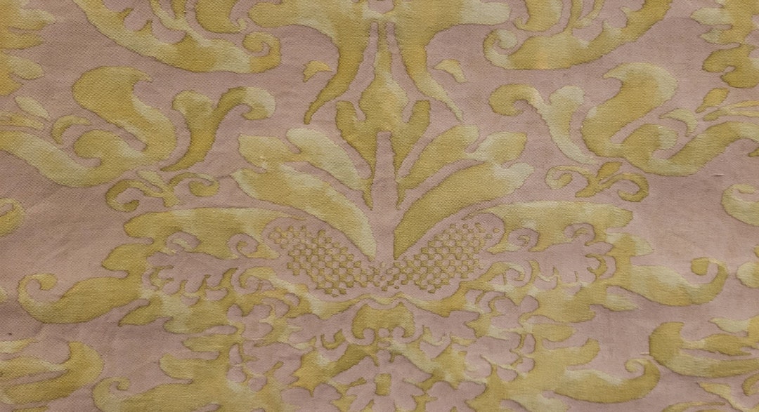 Vintage 1950's Fortuny Fabric Sevigne Bayou Lime Green With Old Ivory ...