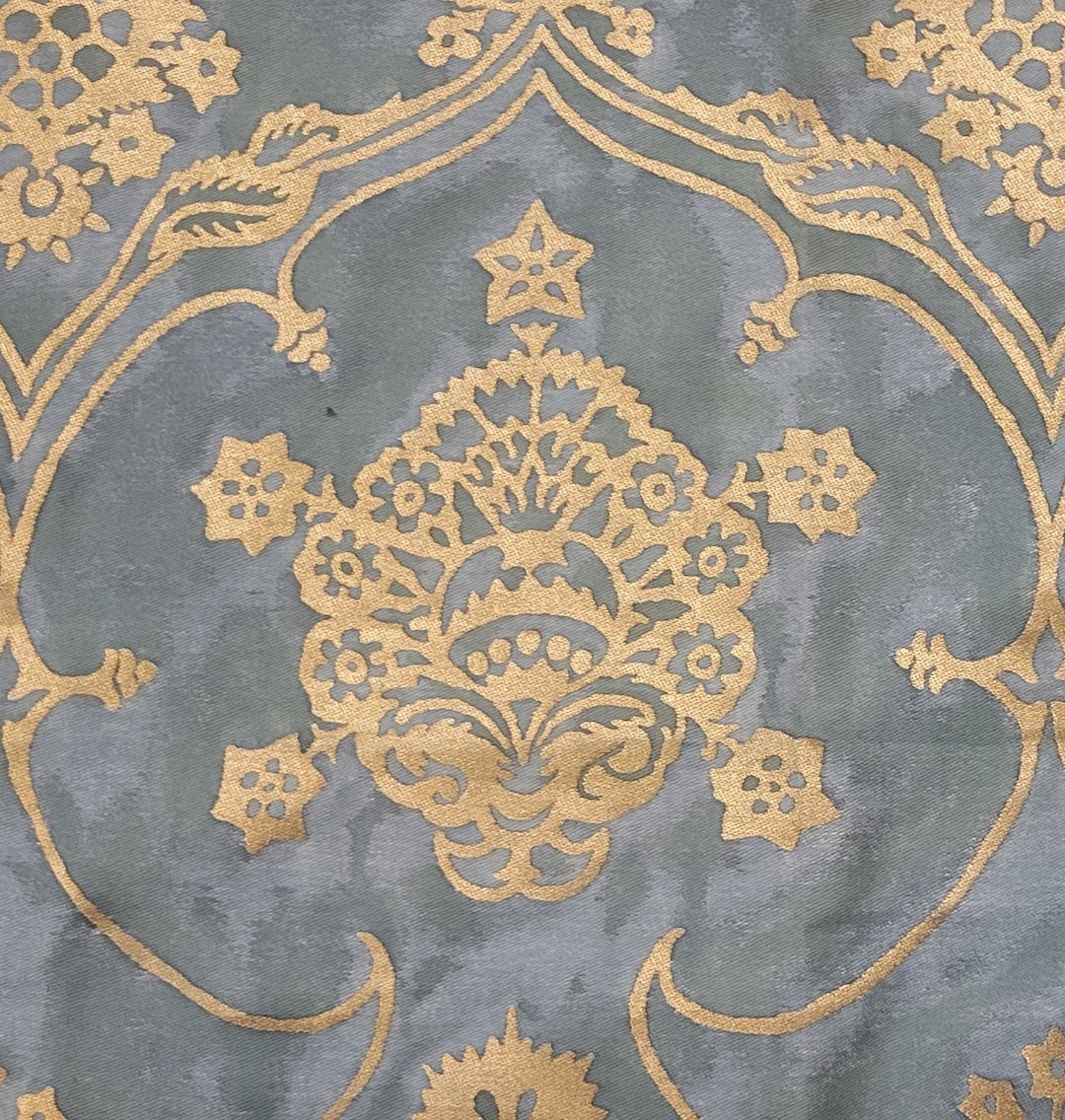 Fortuny Fabric Remnant - Veronase Blue and Gold Metallic Overlay - Etsy