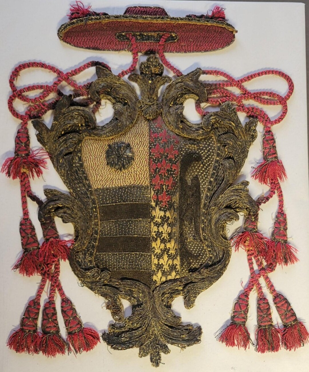 17th C. Embroidered Coat of Arms - Ecclesiastical Protonatary Apostolic ...