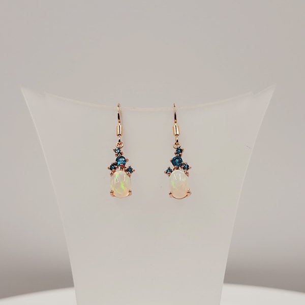 Rose Gold Opal Earrings - Etsy
