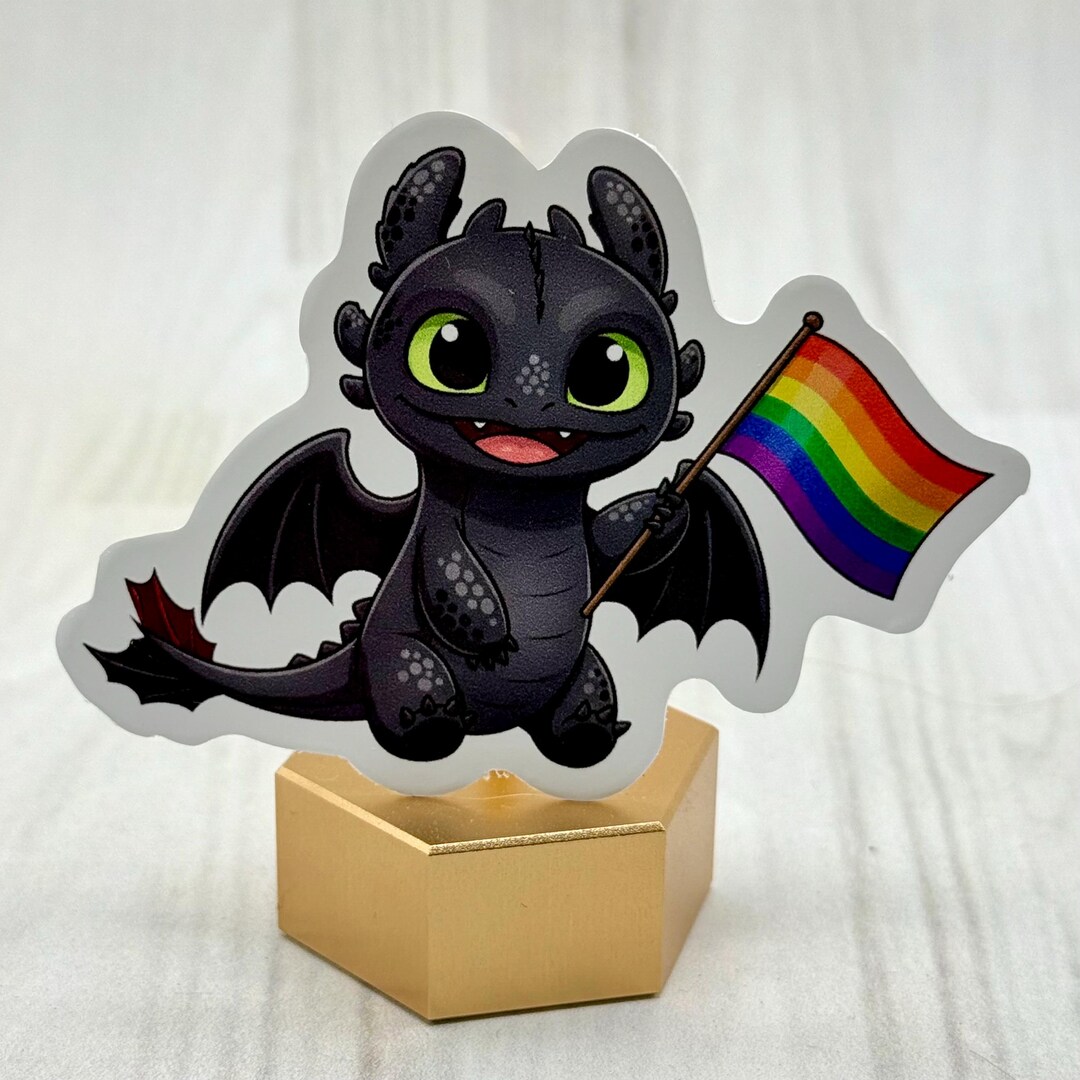 Toothless Pride Flag Sticker – Cute Dragon Vinyl Decal, LGBTQ Rainbow ...