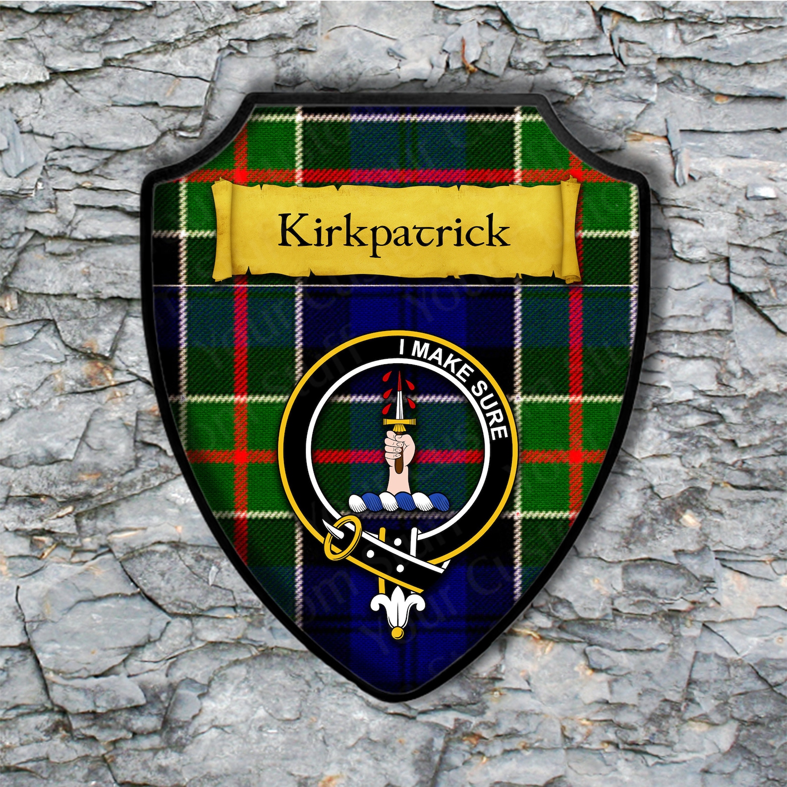 Kirkpatrick Shield Plaque with Scottish Clan Coat of Arms | Etsy