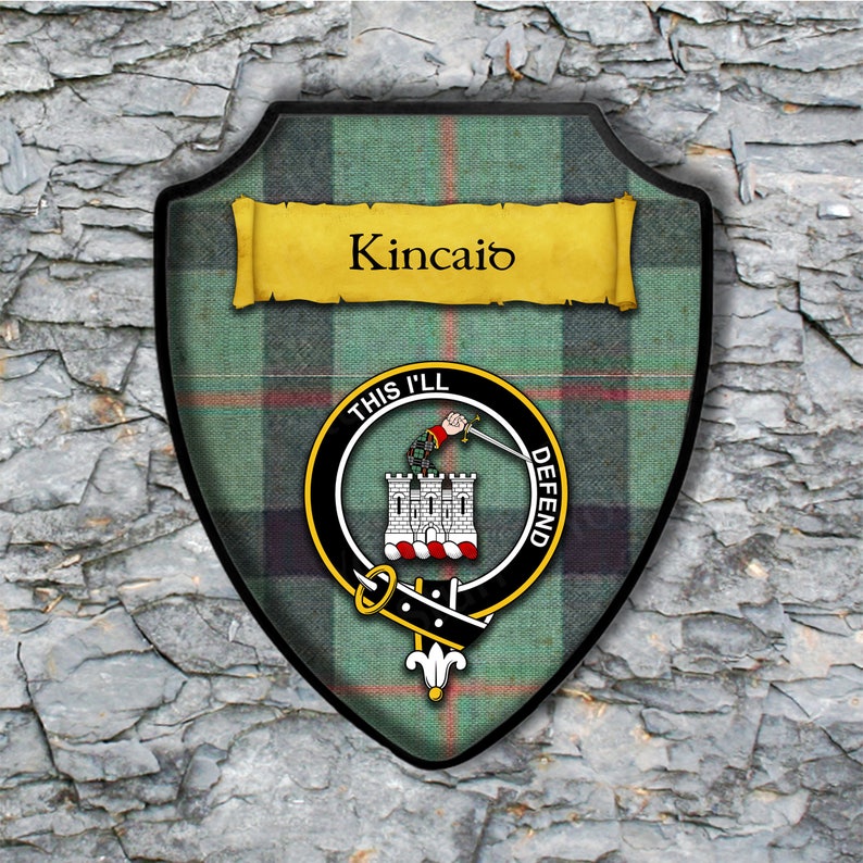 Kincaid Shield Plaque with Scottish Clan Coat of Arms Badge on | Etsy