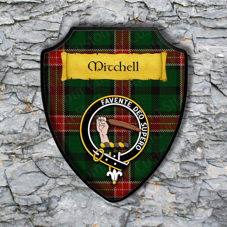 Mitchell Shield Plaque with Scottish Clan Coat of Arms Badge | Etsy