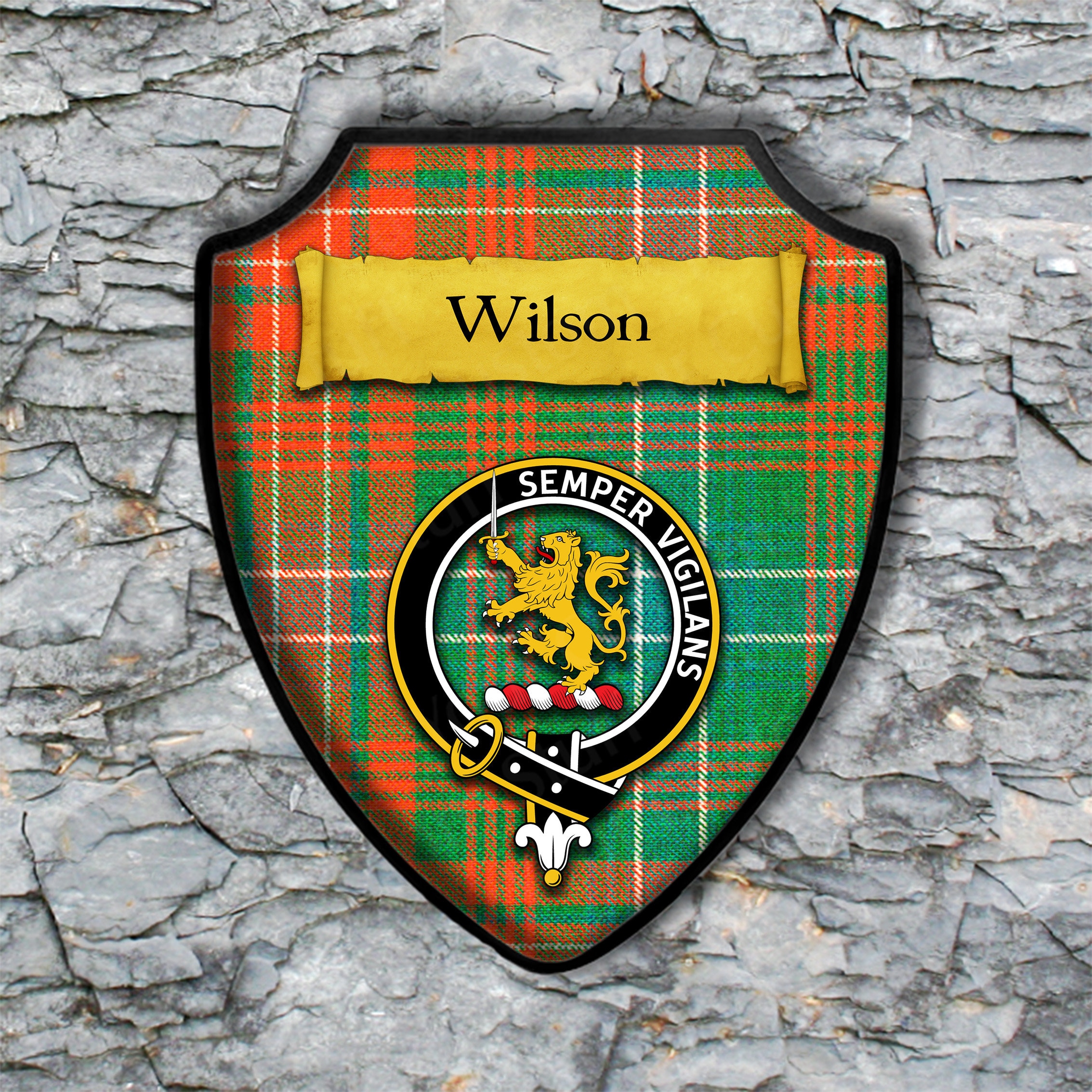 Wilson Shield Plaque With Scottish Clan Coat of Arms Badge on | Etsy