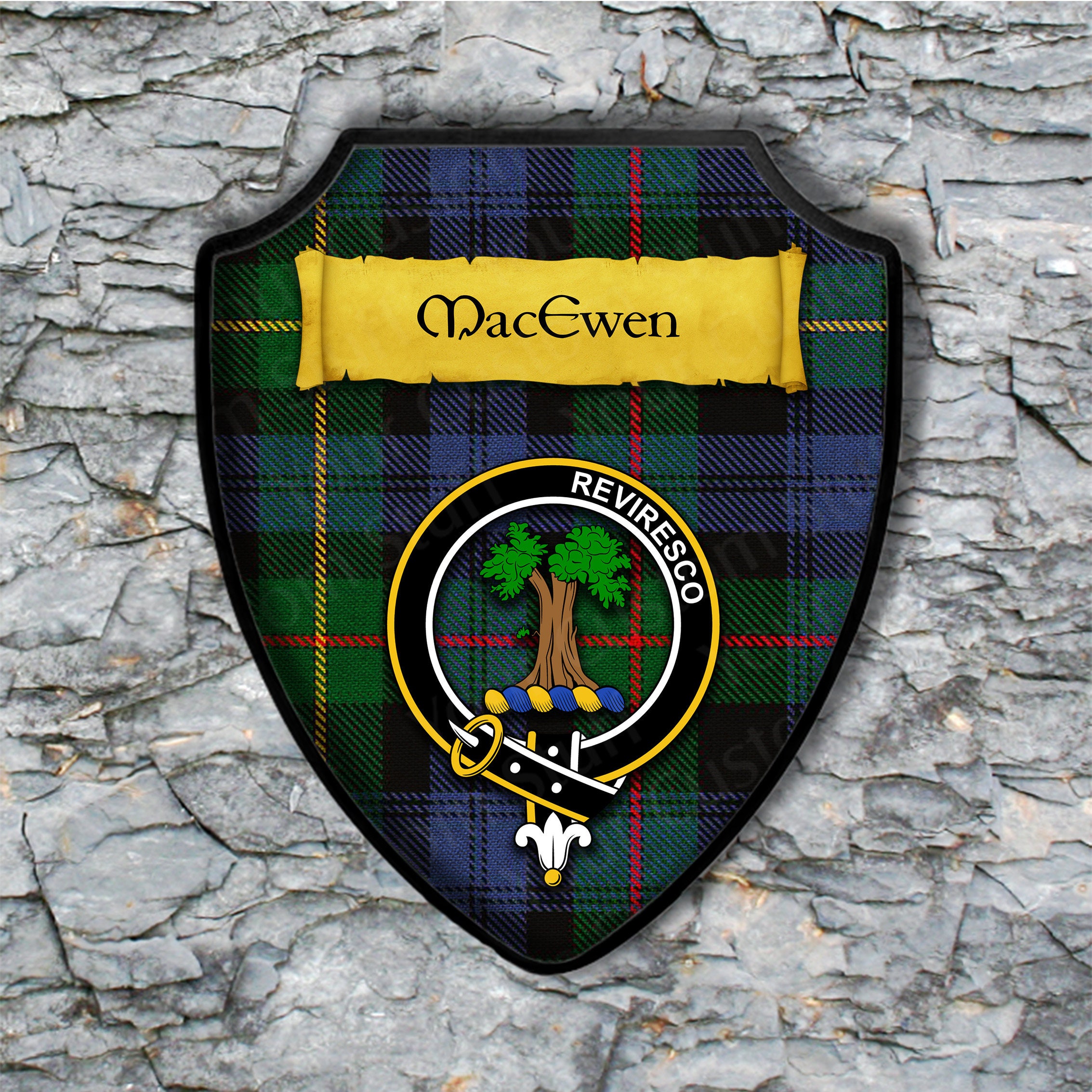 Macewen Shield Plaque With Scottish Clan Coat Of Arms Badge On Etsy