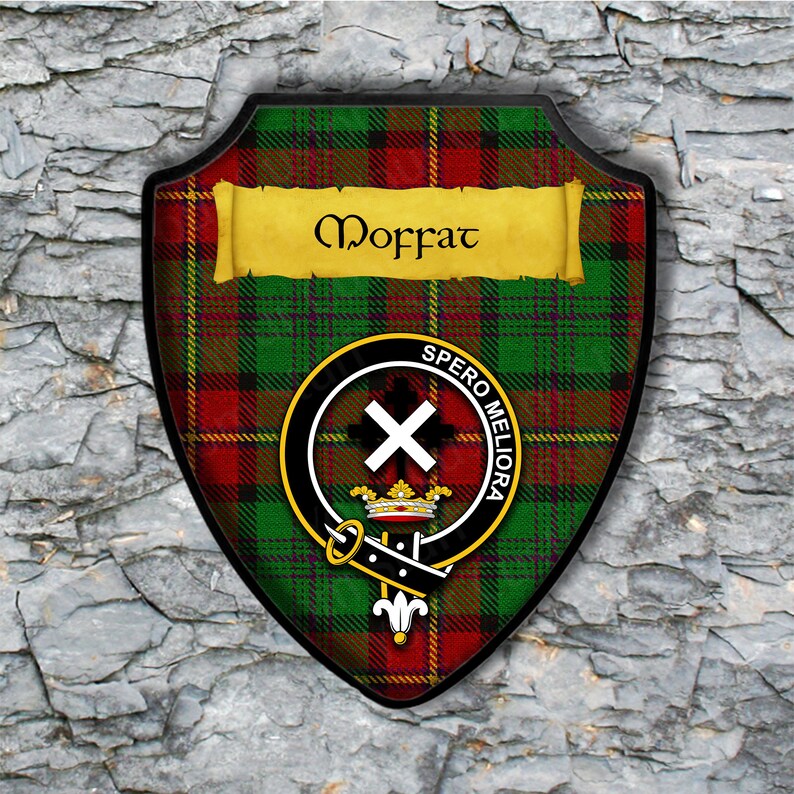 Moffat Shield Plaque With Scottish Clan Coat Of Arms Badge On Etsy