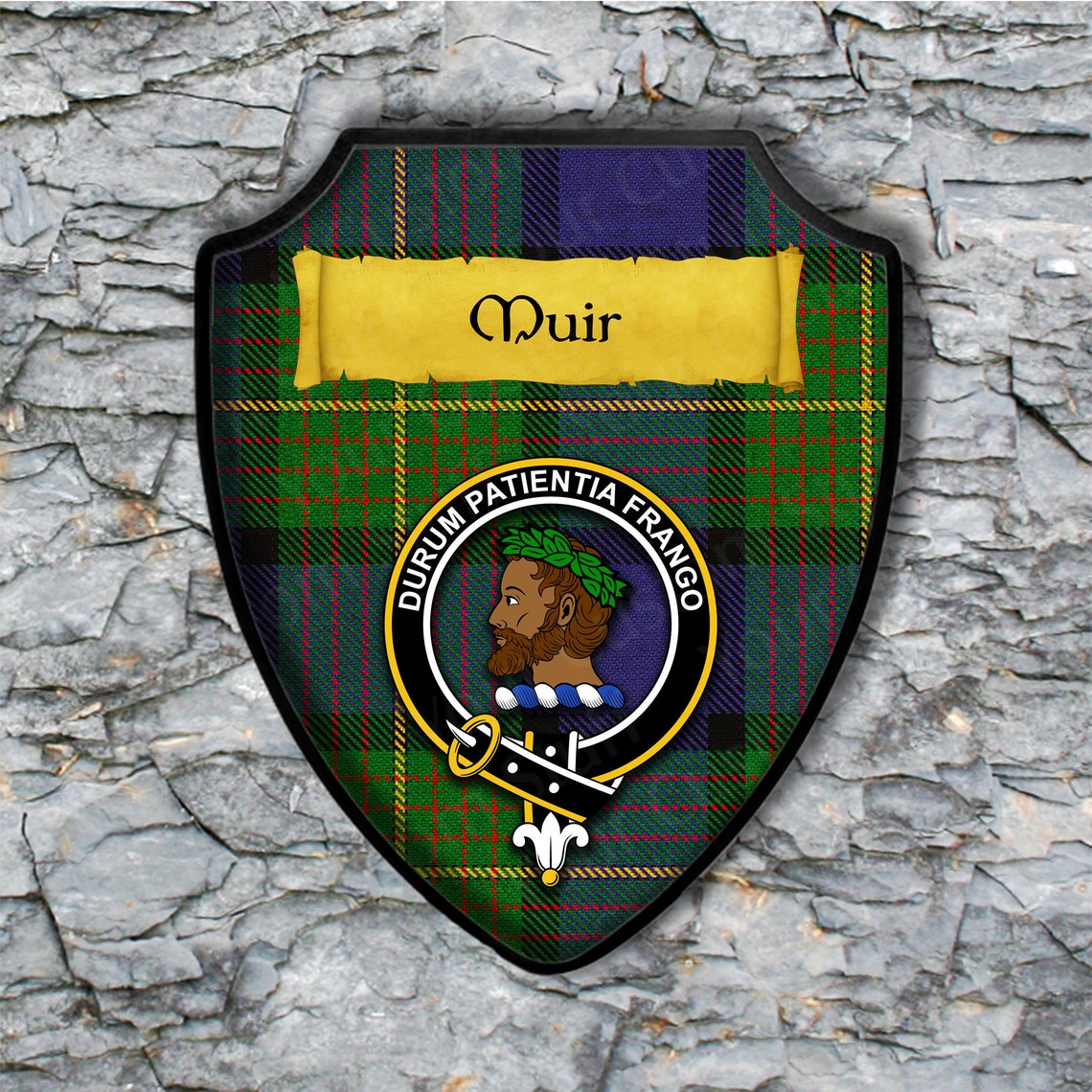 Muir Shield Plaque With Scottish Clan Coat of Arms Badge on | Etsy