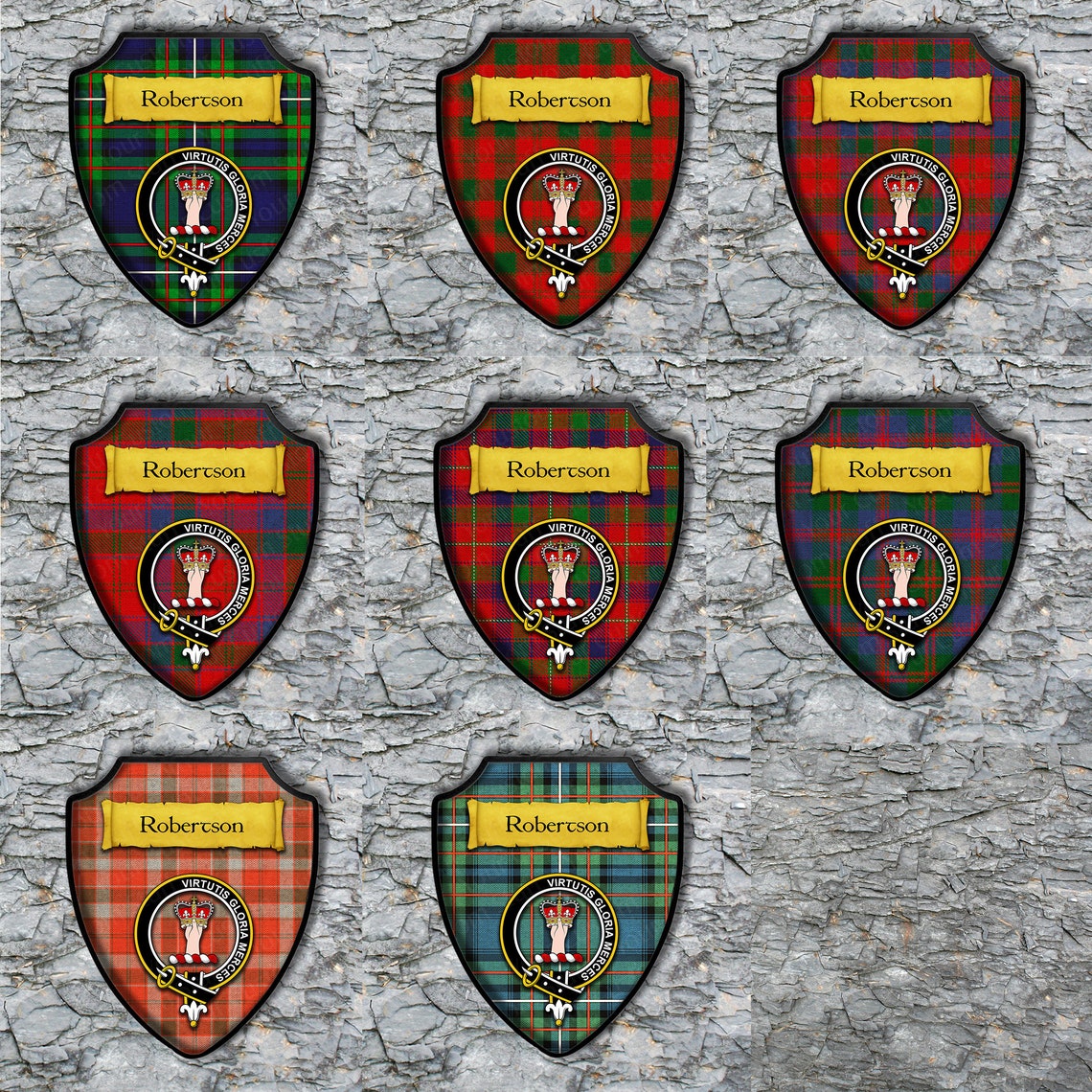 Robertson Shield Plaque with Scottish Clan Coat of Arms Badge | Etsy