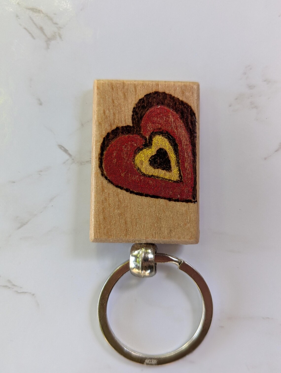 Handcrafted Pyrography Heart Keychain – With a Touch of Color - Etsy