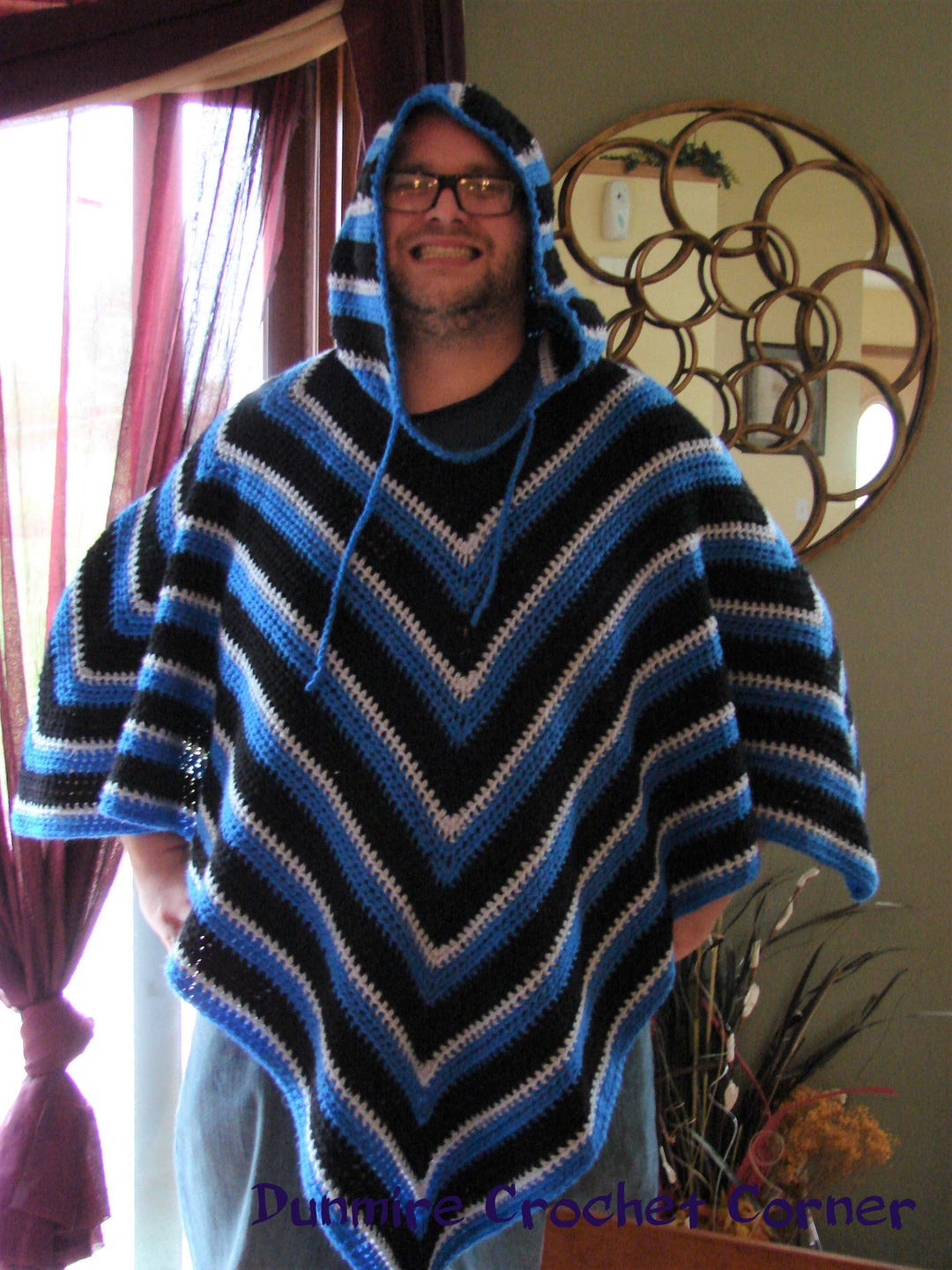 Crochet PDF Pattern for Mens or Womens Hooded Poncho One Size *instant ...