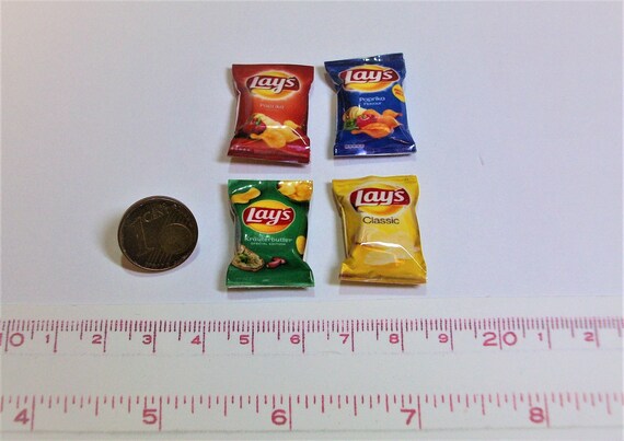 6025 4 miniature packs with chips Doll house miniature | Etsy