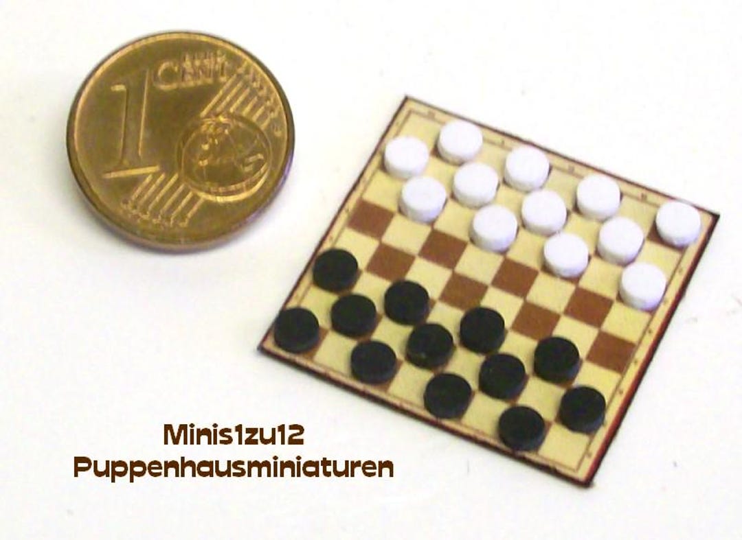 3005 Miniature Checkers Board With Figures Dollhouse Scale 1/12 - Etsy