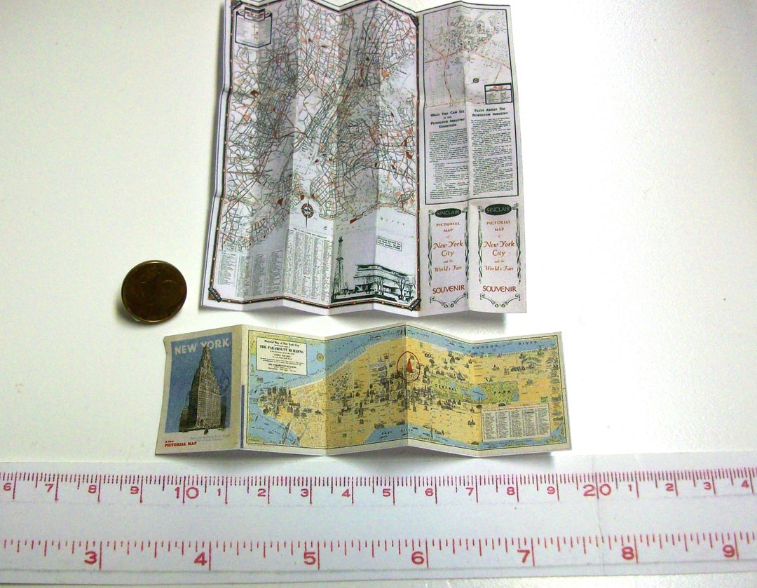 2703# Miniature Old New York Pictorial Map and New York City Map ...