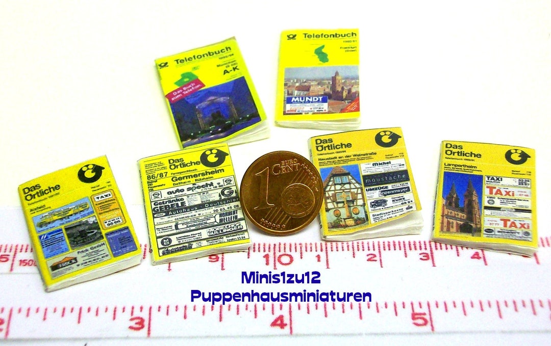 1601# Miniature Telephone Books 2 Pieces - Dollhouse - Scale M 1/12 ...