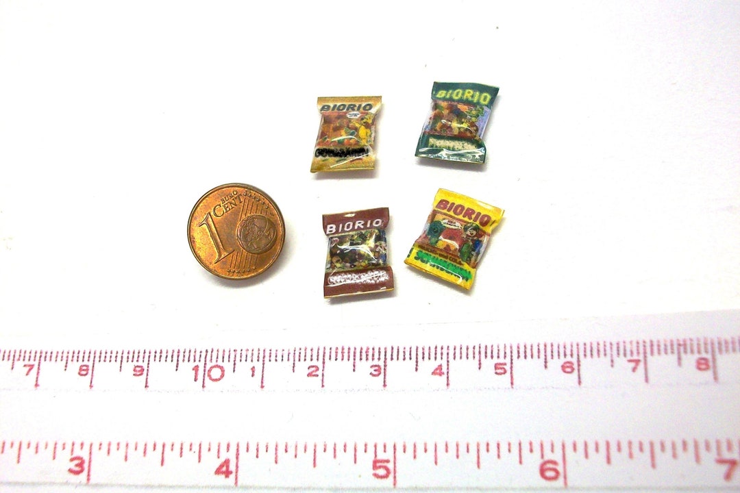 6003# 4 Miniature Packs With Sweets - Doll House Miniature Scale 1/12 ...