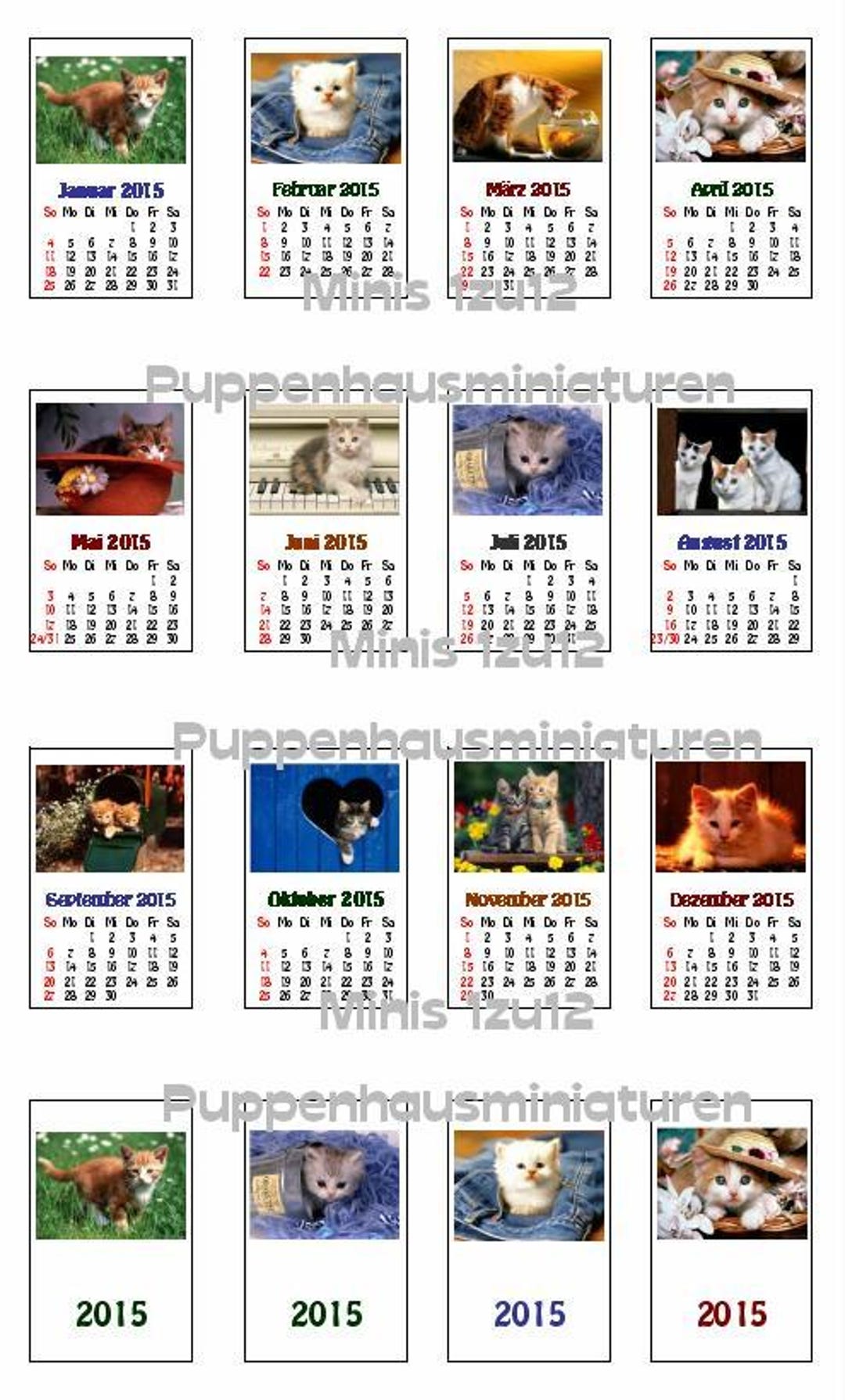 2218# Calendar 2025 Fully Assembled With Cats Pictures - DIY - Doll ...