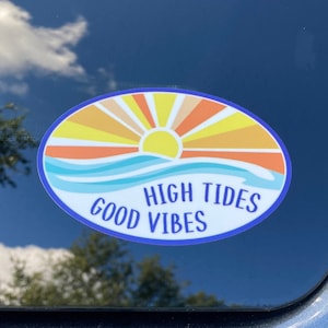 High Tides Good Vibes Printed Beach Tropical Surf Sticker, Vsco Emblem ...