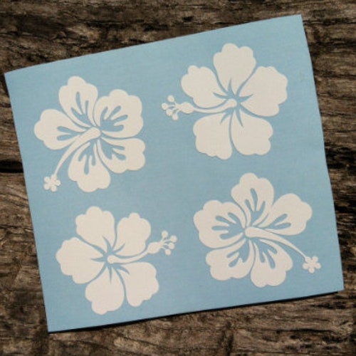 Mini Hibiscus Stickers Set of 4 or 8. Vinyl Decals for Phone - Etsy
