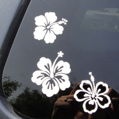 Hibiscus Flower Stickers Vinyl Car Decals Tropical Boho Etsy