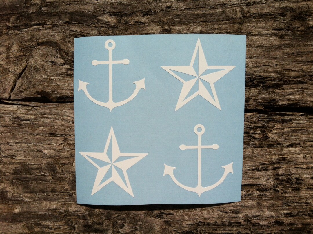 Mini Anchor and Star Stickers - Set of 4 or 8. Retro Traditional Tattoo ...