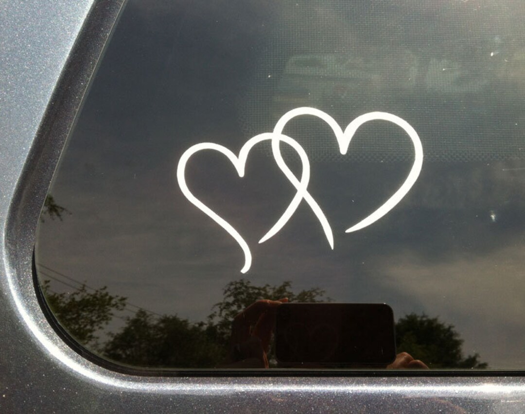 Hearts Car Sticker Pink or White Retro Style Valentine Love Vinyl Decal ...