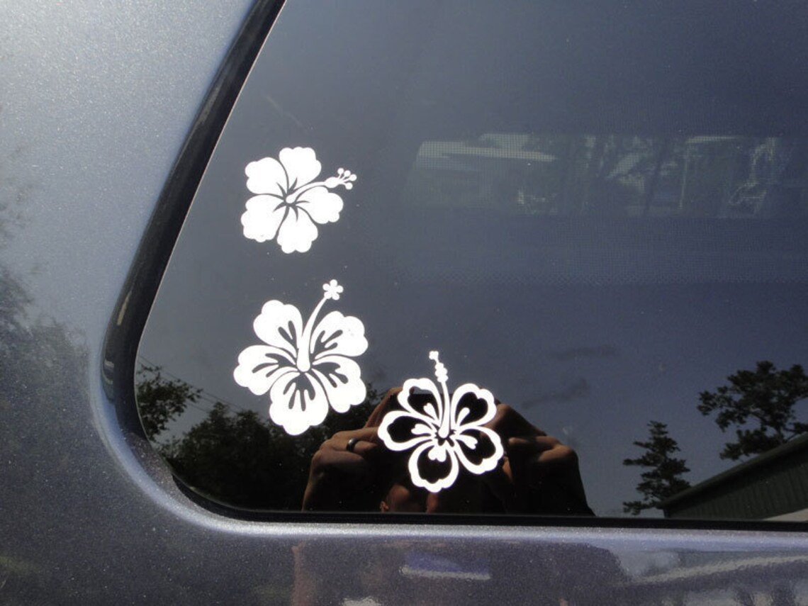 Hibiscus Flower Stickers Vinyl Car Decals, Tropical Exotic Boho Hawaii ...