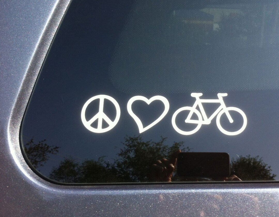 Peace Love Bicycle Sticker Vinyl Fixie Decal Laptop Bike Riding Biking ...