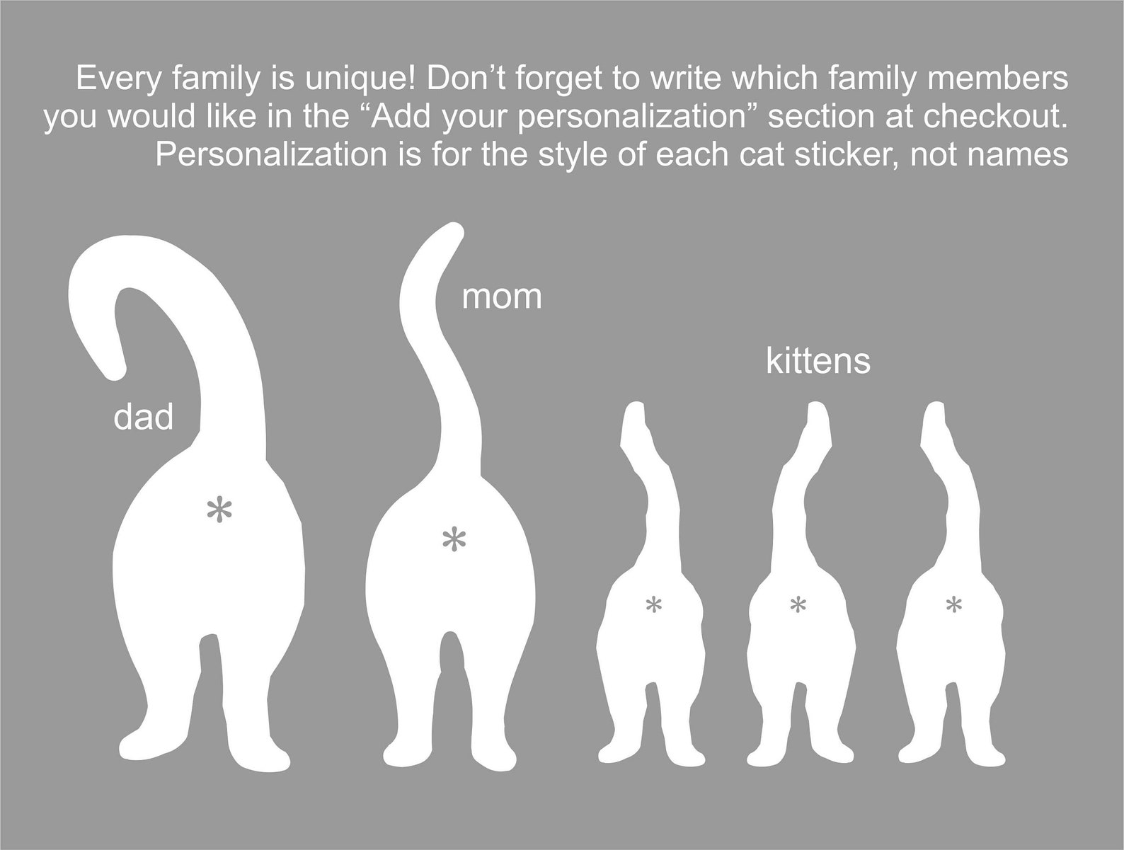 Unique Cat Family Car Stickers Vinyl Decals Funny Cat Butt Outdoor ...