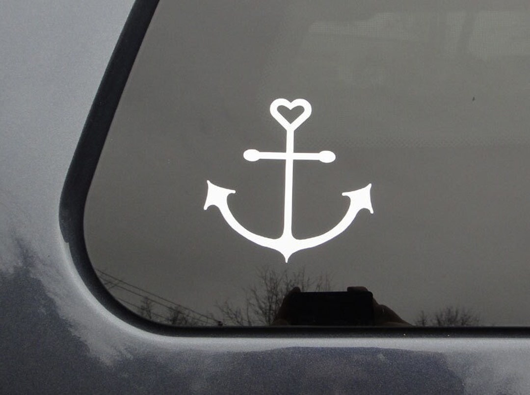 Anchor & Heart Sticker Vinyl Car Decal, Retro Style Navy Coast Guard ...
