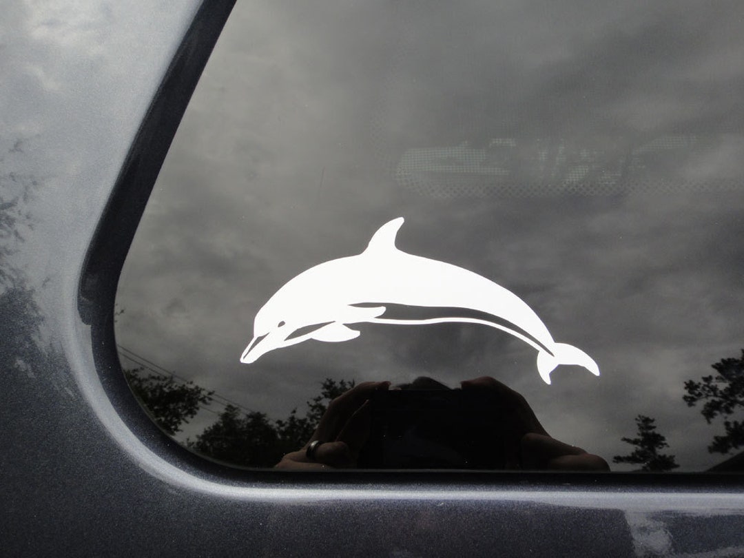 Dolphin Car Sticker, Retro Vinyl Decal, 90s Style Dolphin Porpoise ...