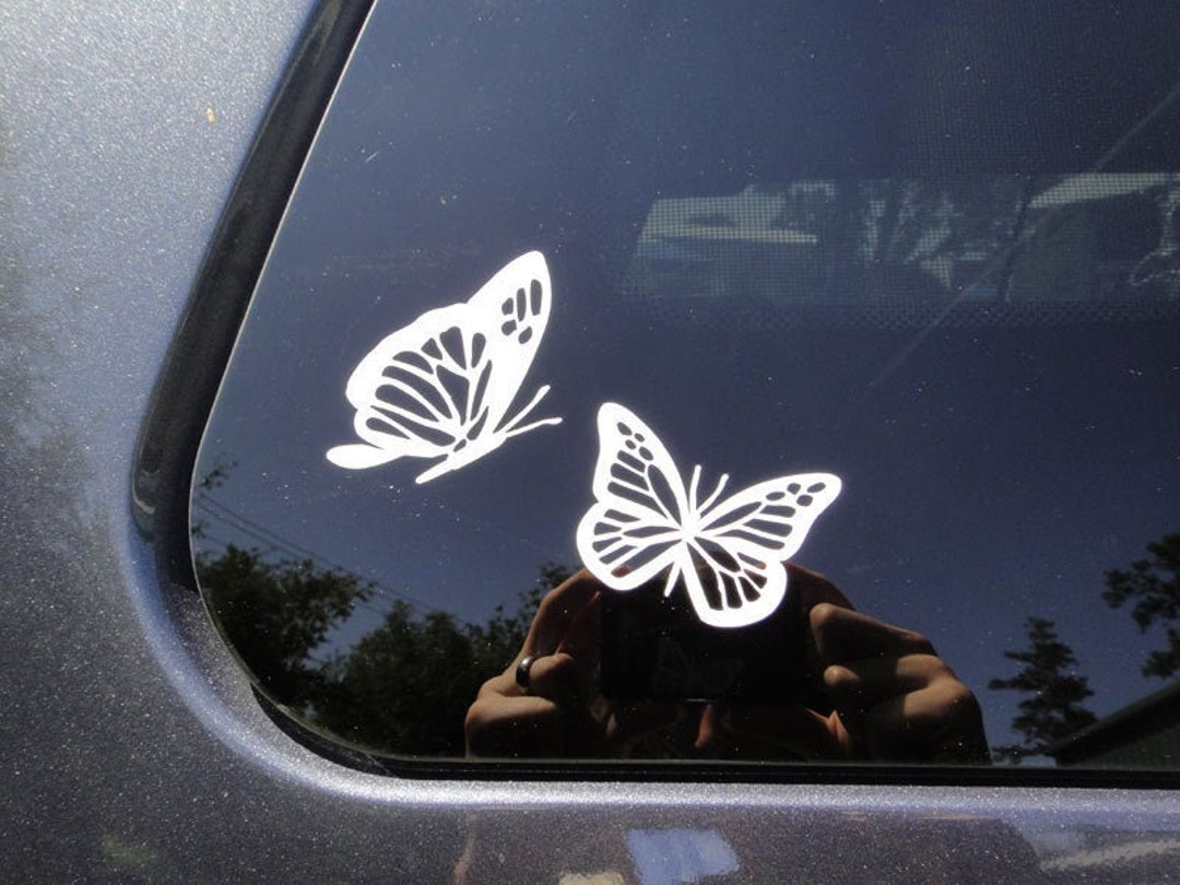Pair of Butterfly Car Stickers, Boho Cottagecore Style Vinyl Laptop ...