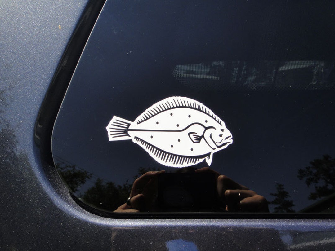 Flounder Car Sticker Vinyl Decal Fish Fishing Laptop Mirror Decal - Etsy