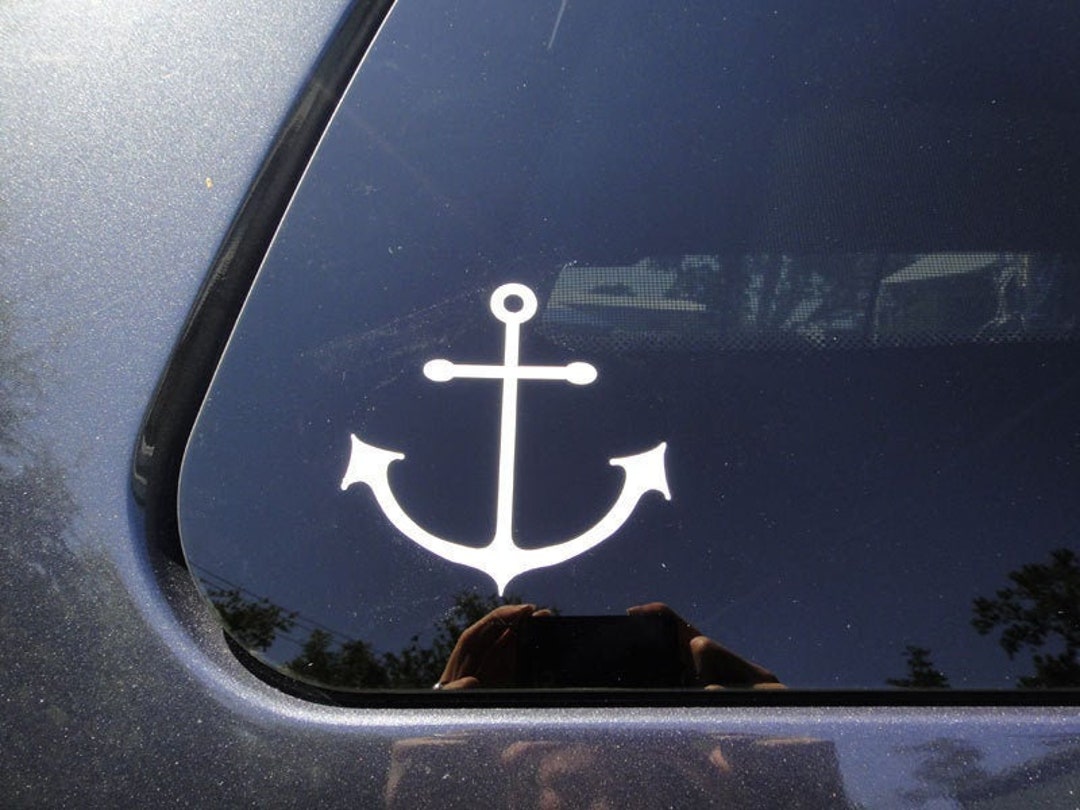 Anchor Car Sticker - Your Choice of White or Pink Vinyl, Retro Tattoo ...