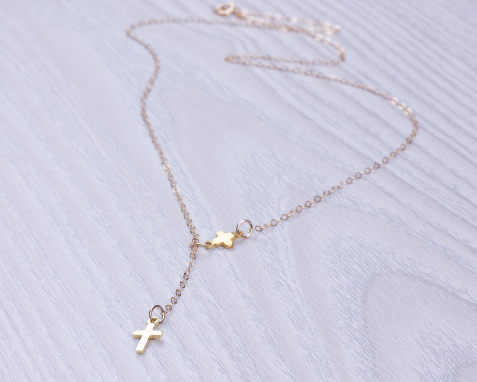Cross Lariat Necklace Gold Lariat Necklace Tiny Cross - Etsy